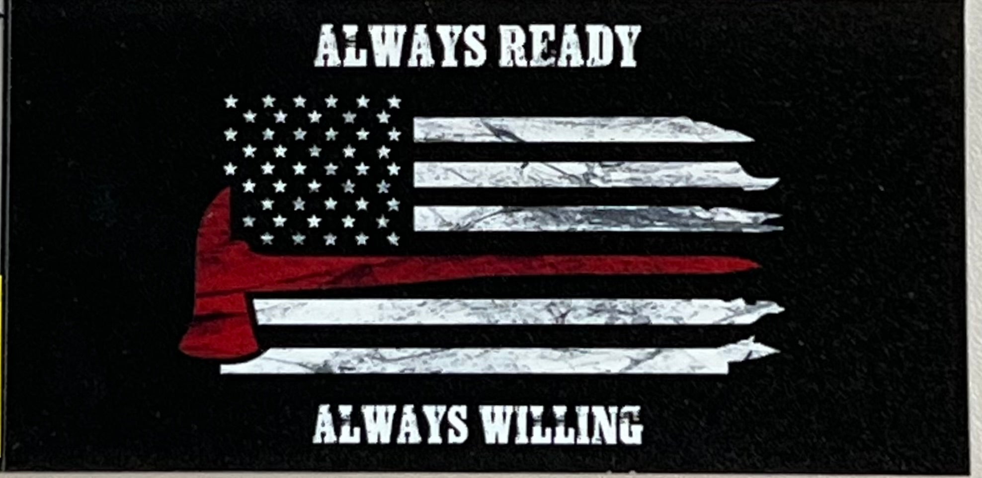 Red Axe Flag Always Ready Always Willing Decal - Small - Apply Outside ...